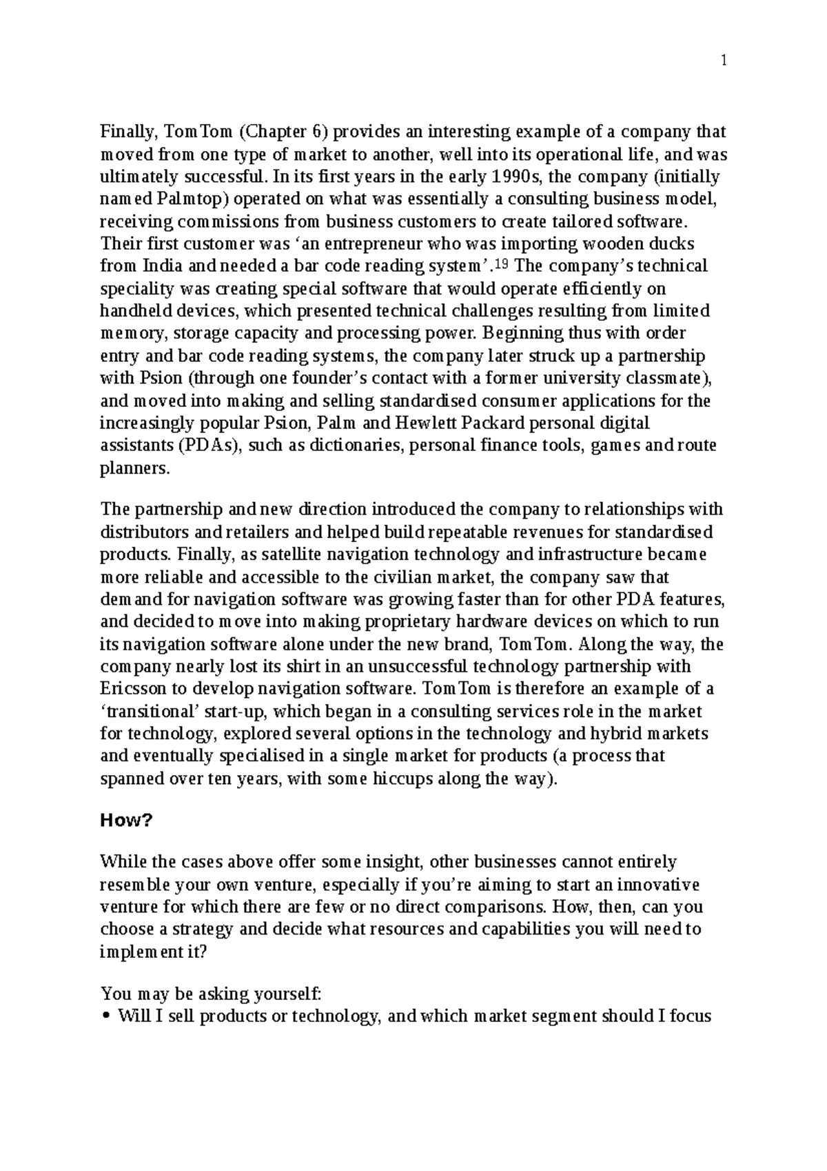 Notes-3 - TomTom provides an interesting example of a company that ...