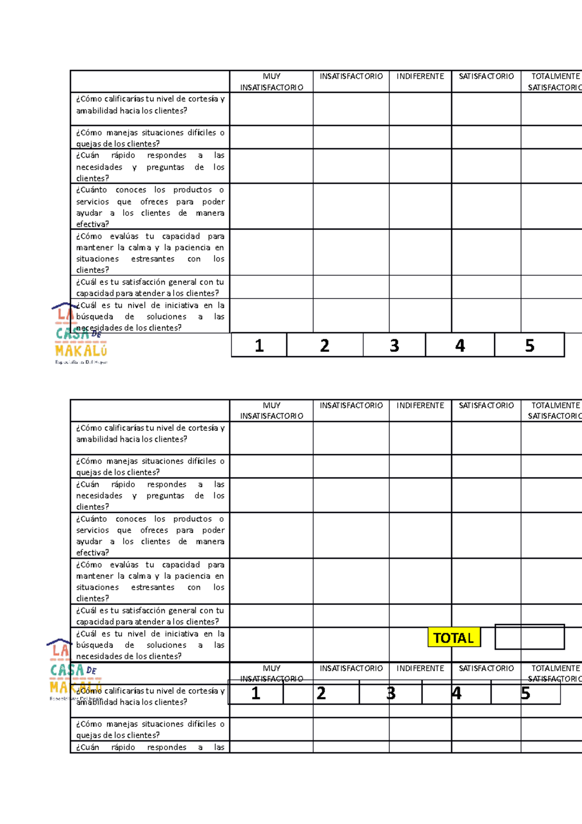 Escala DE Atencion - SESIONES A EMPRESAS - MUY INSATISFACTORIO ...