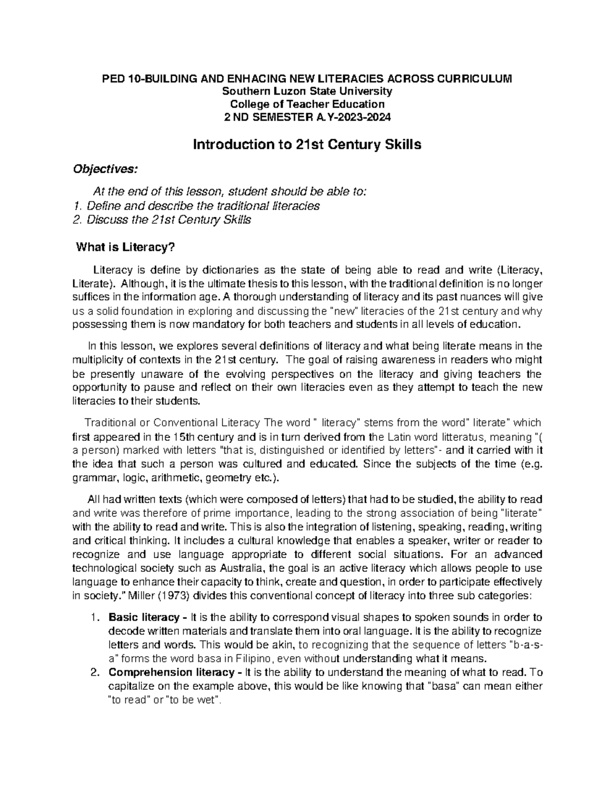 PED 10 Lesson 1 First term 2ndsem 2024 - PED 10-BUILDING AND ENHACING ...