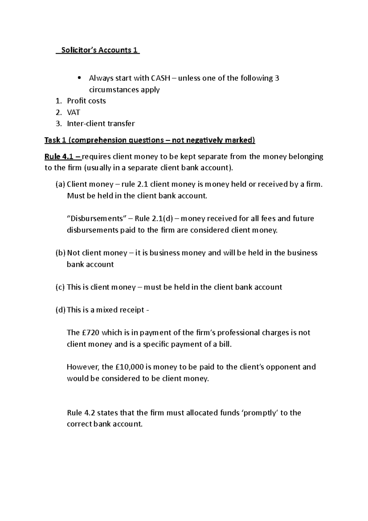 Solicitor's Accounts 1 - Solicitor’s Accounts 1 Always start with CASH ...