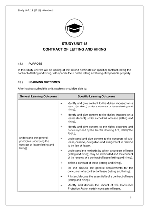 Unit 7 - Tutorial 1 - TUTORIAL QUESTION (STUDY UNIT 7) TUTORIAL QUESTION 1 Jack (the Tenant ...