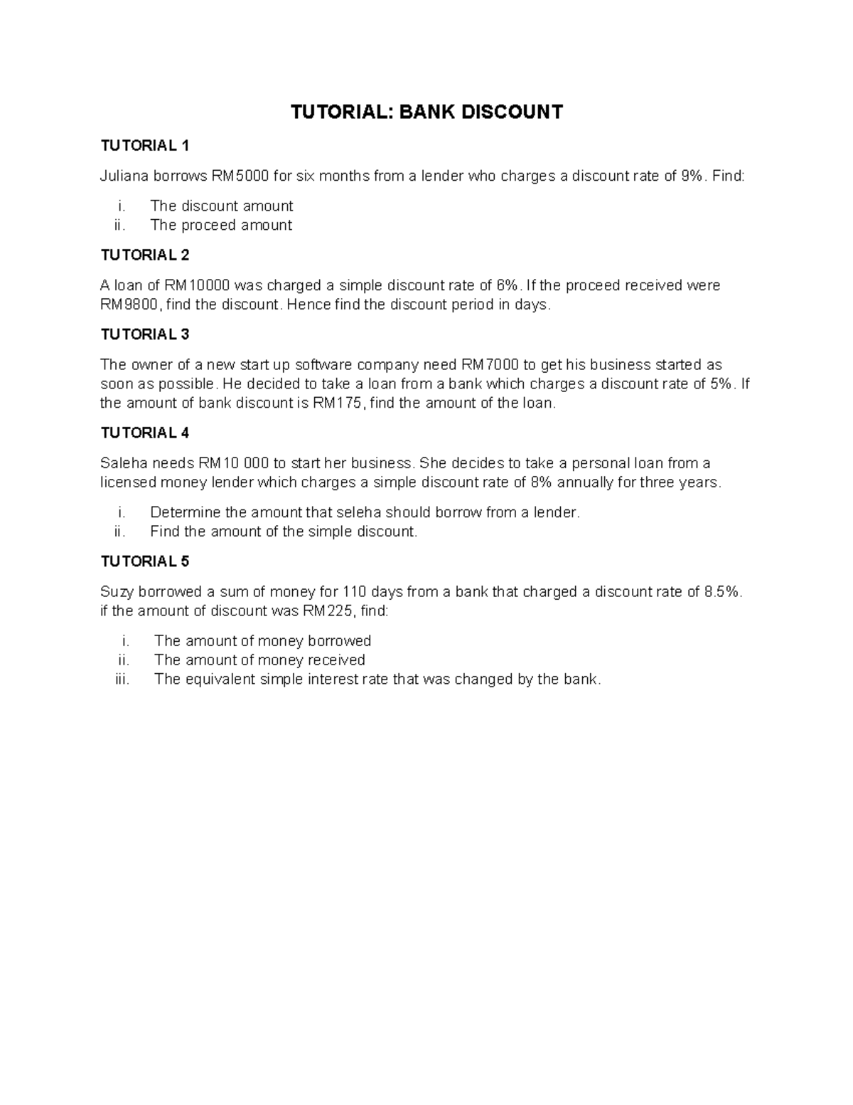 Tutorial BANK Discount - TUTORIAL: BANK DISCOUNT TUTORIAL 1 Juliana ...