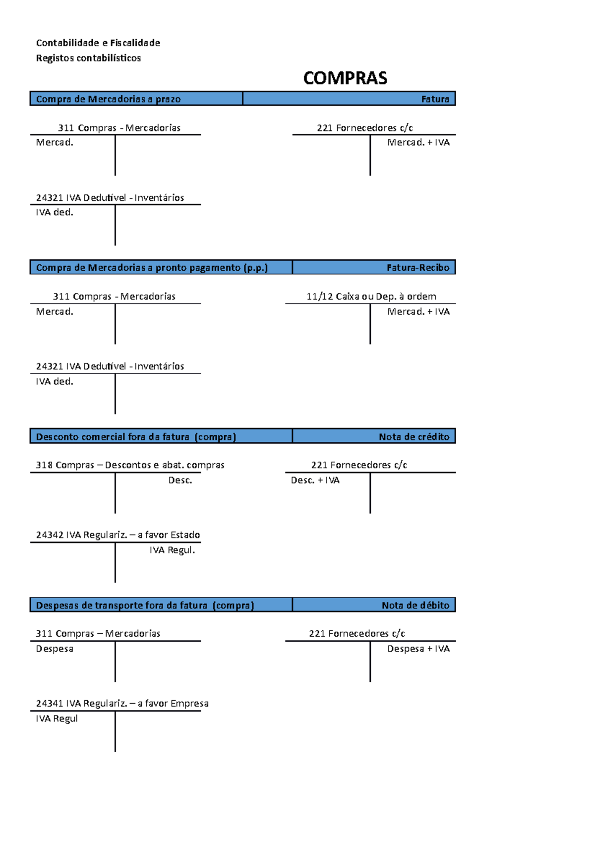 Contabiliz. Operações - Contabilidade e Fiscalidade Registos ...