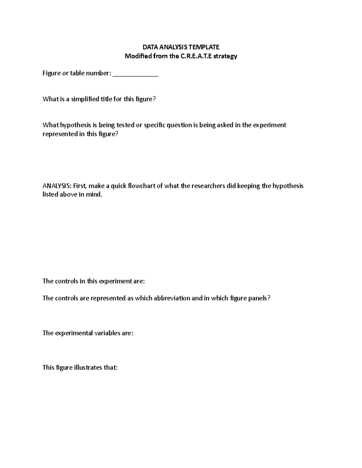 Yu Et Al Data Analysis Worksheet Modified From The C R E A T