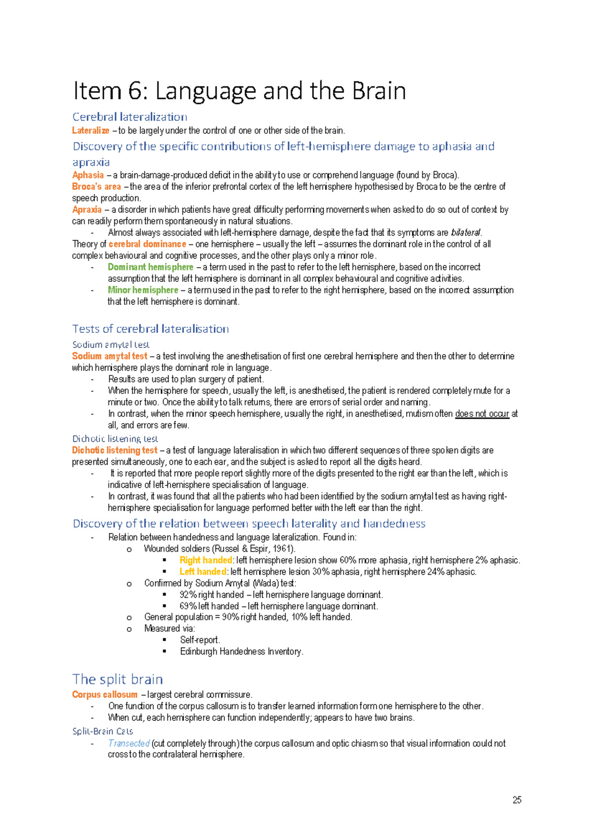 Language and the Brain - Item 6: Language and the Brain Cerebral ...
