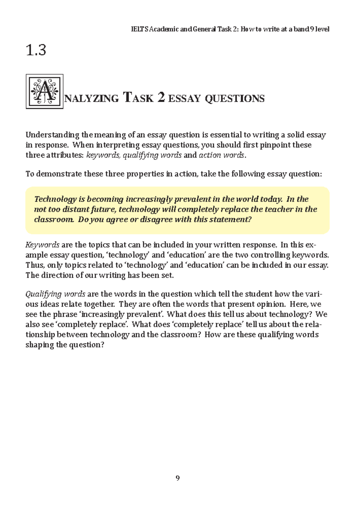 1.3-Analyzing-the-question.pdf - 1. ANALYZING T ASK 2 ESSAY QUESTIONS ...