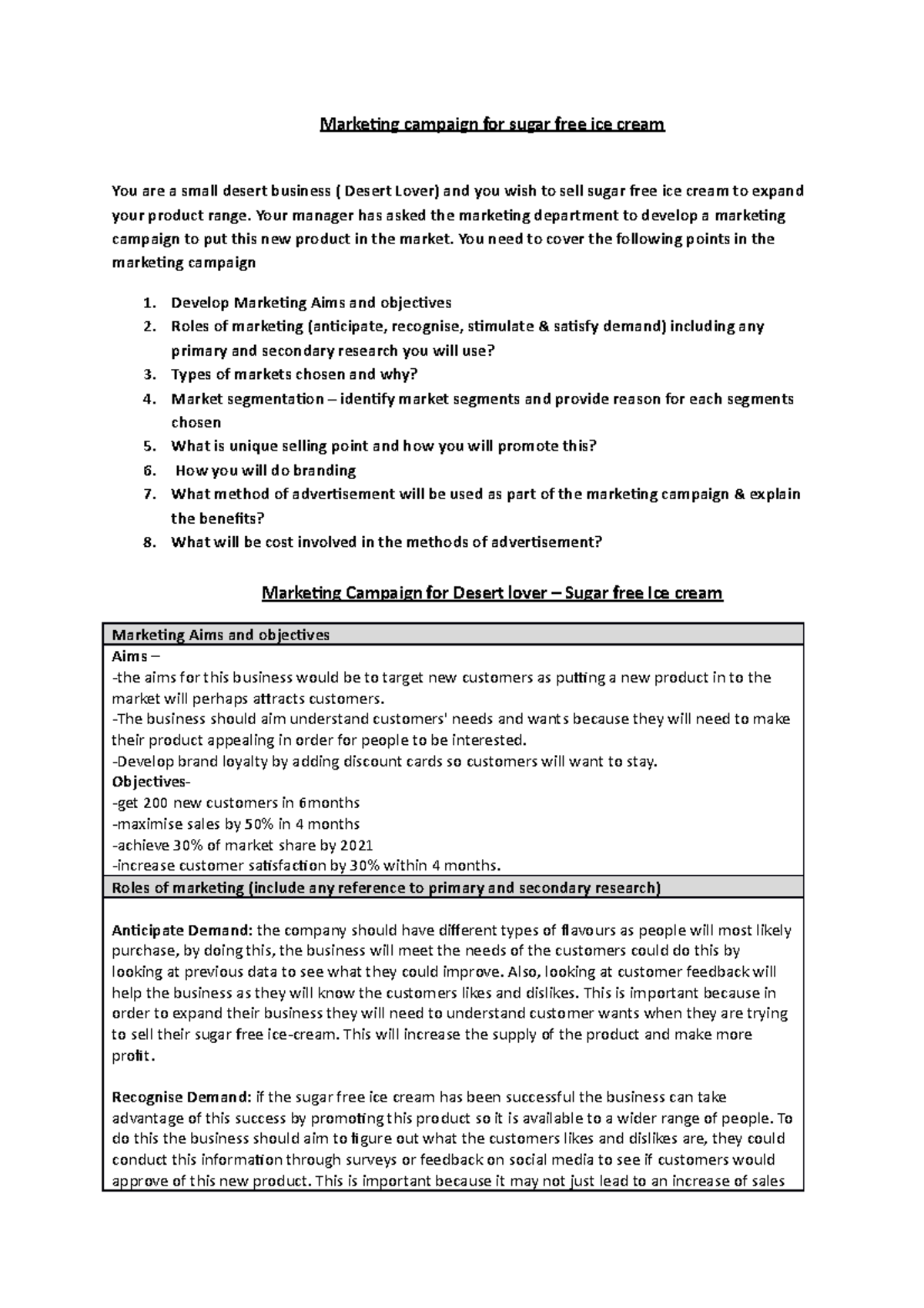 Plan marketing campaign task (1) - BA1040 - London - Studocu