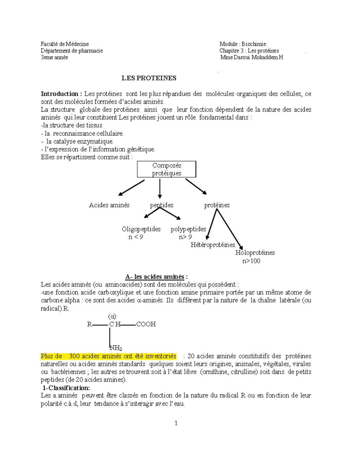 Bioch 23 03-proteines - Faculté de Médecine Module : Biochimie ...