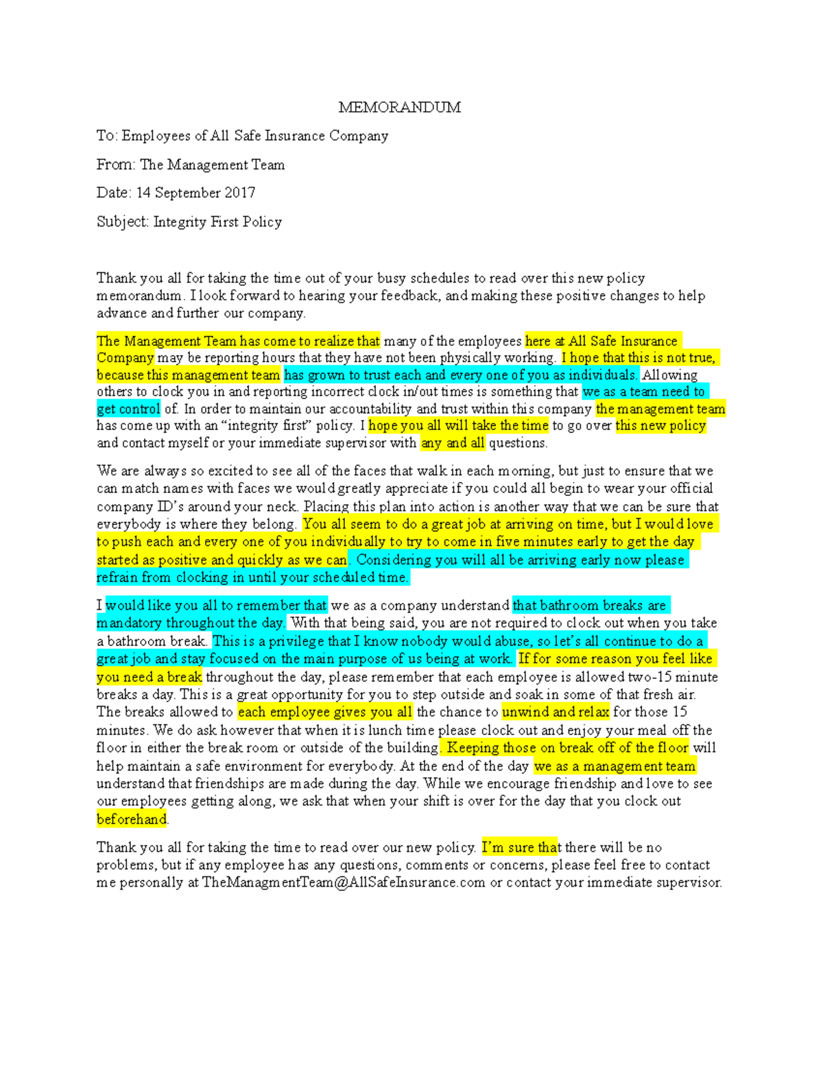 Memorandum Final Copy - Memo to help professional communication ...