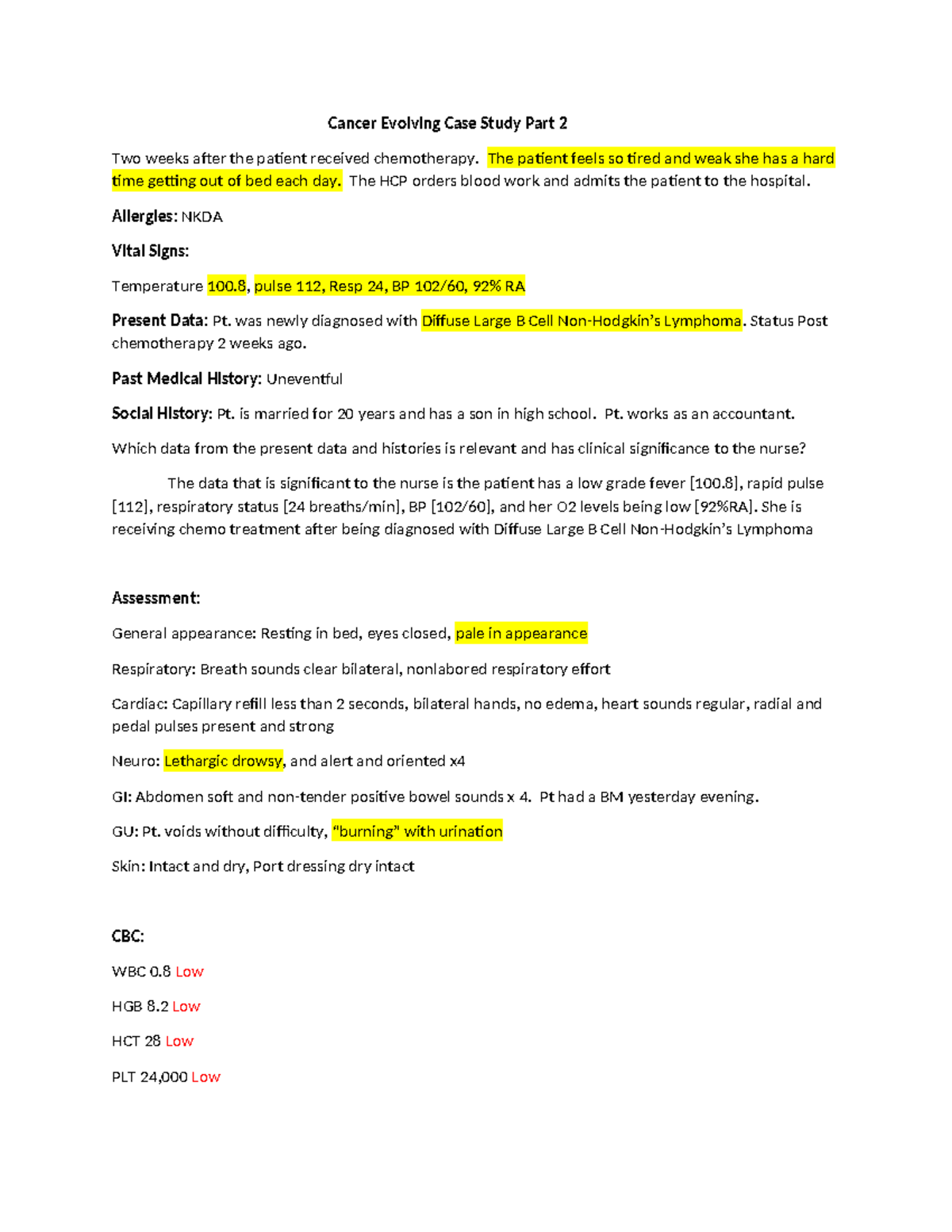 Lymphoma evolving CASE Study - Cancer Evolving Case Study Part 2 Two ...