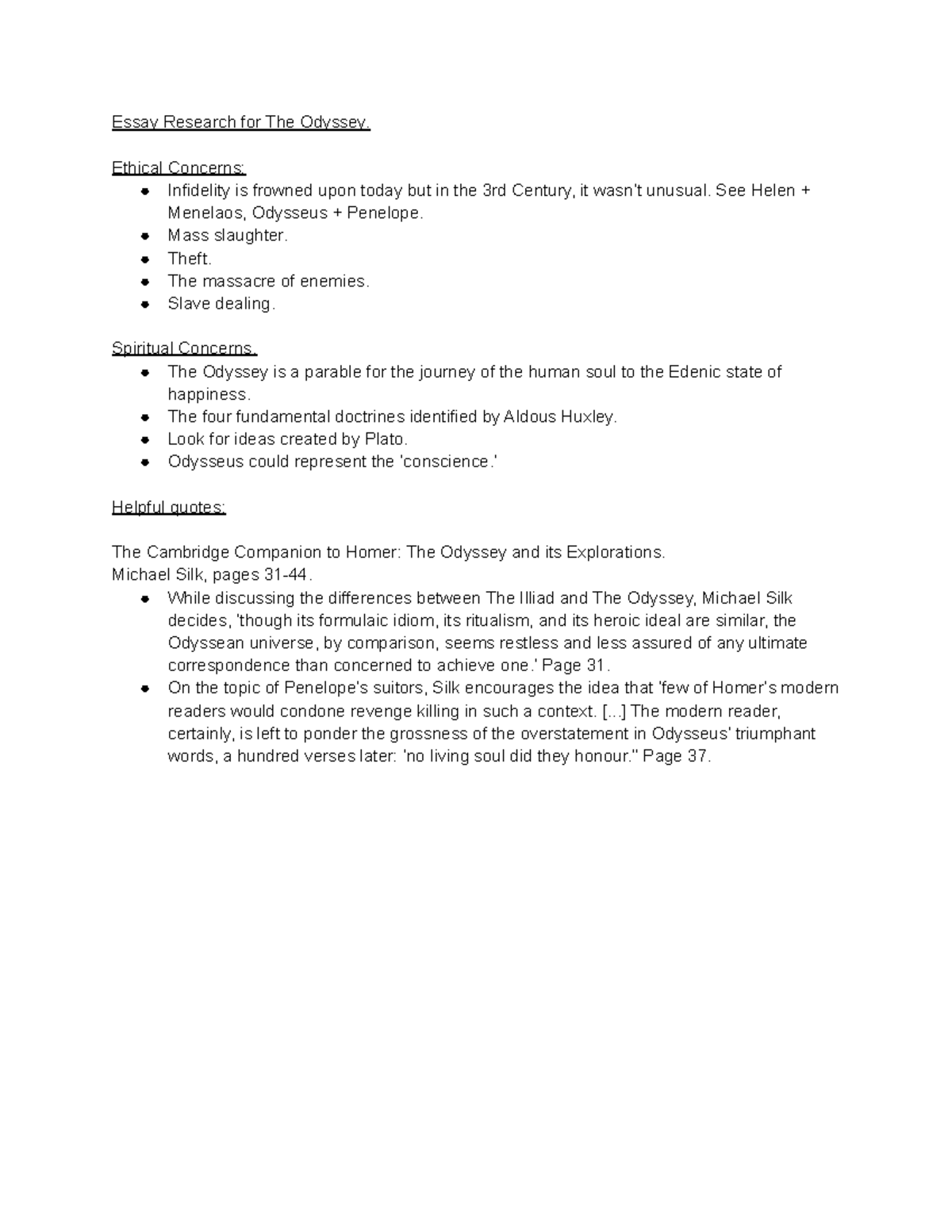 Essay Research for The Odyssey - QXE-3105 - Bangor - Studocu