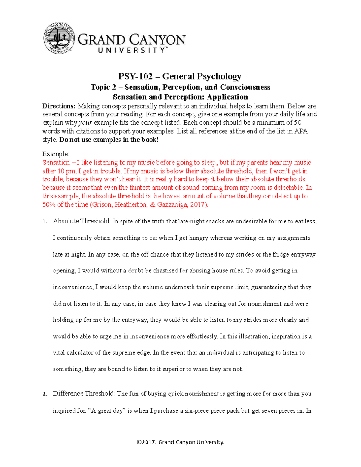 PSY-102-RS-T2-Sensation Perception Applications - PSY-102 – General Psychology Topic 2 ...