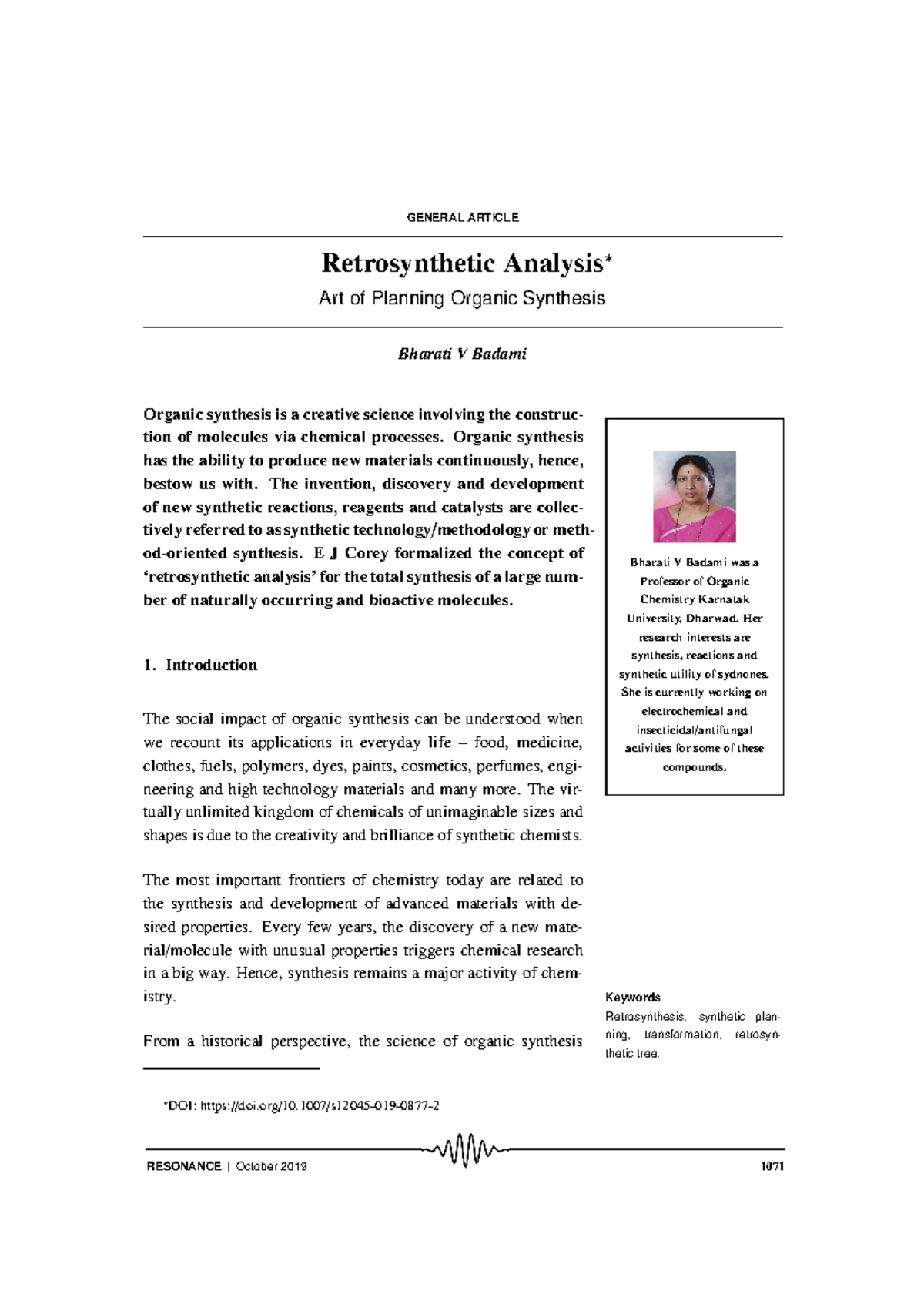 1071-1086 - disconnection approach - Retrosynthetic Analysis* Art of ...