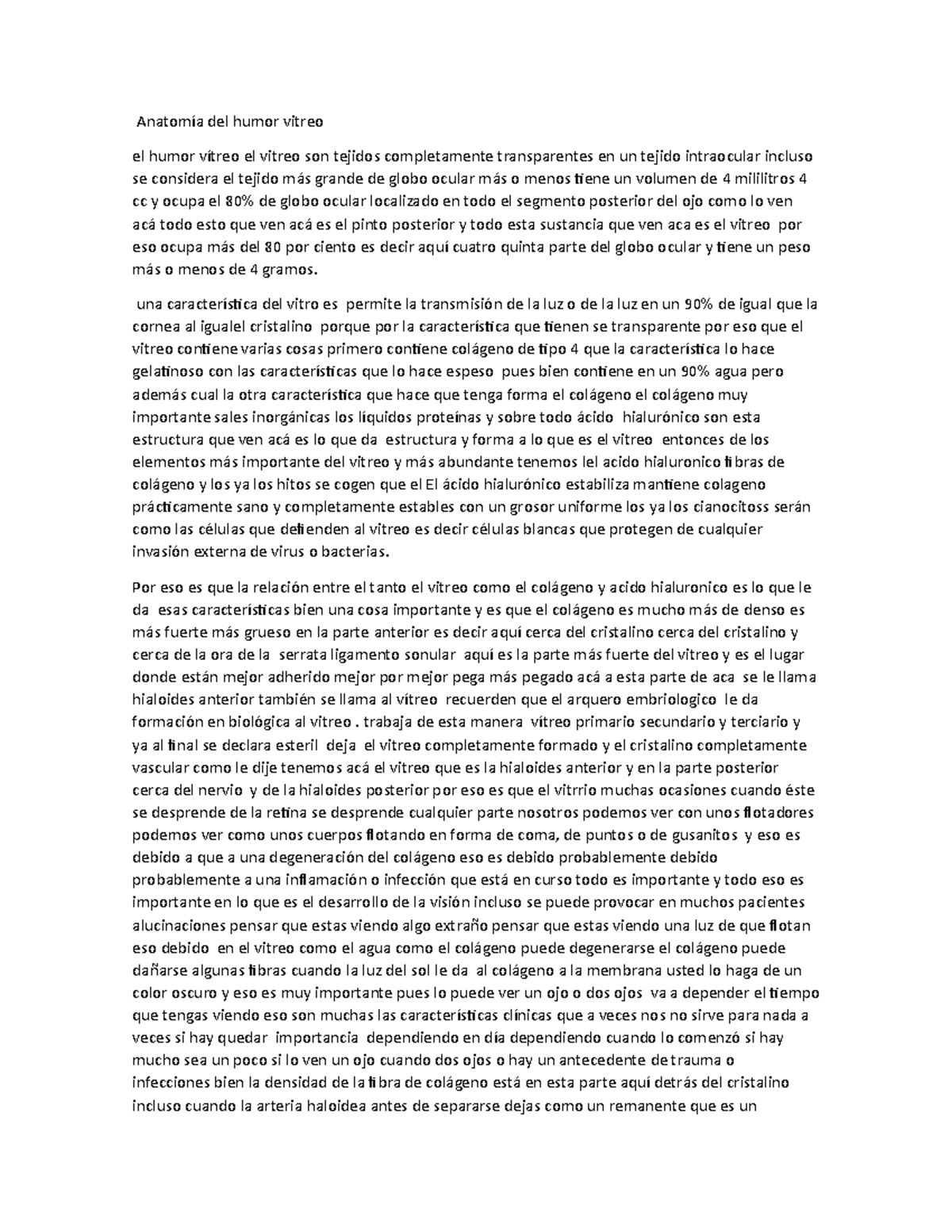 Anatomía del humor vitreo - Anatomía del humor vitreo el humor vítreo ...