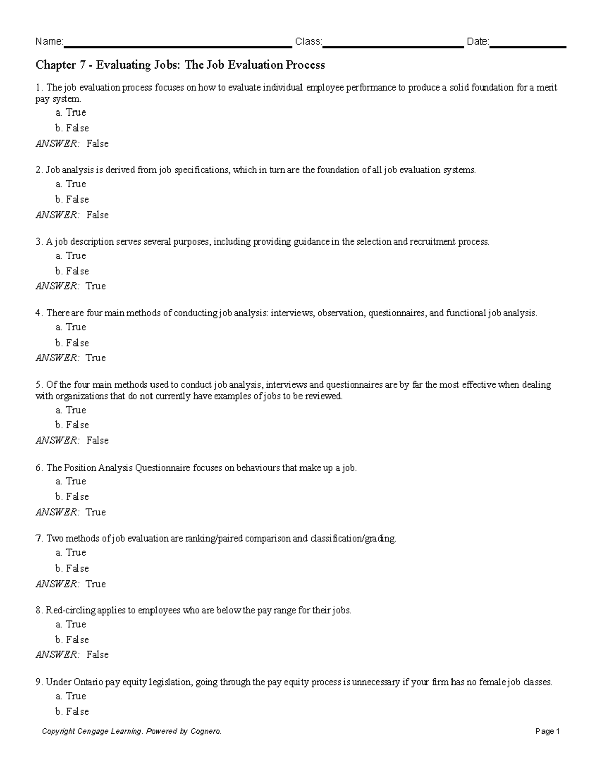 MGMT6044-78910 - This is a lecture Notes - Chapter 7 - Evaluating Jobs ...