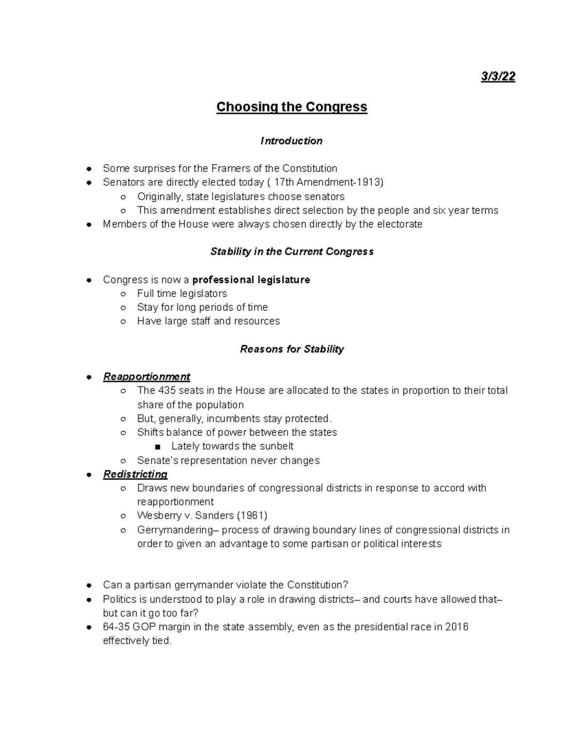 Choosing the Congress 3 3 22 - 3/3/ Choosing the Congress Introduction ...