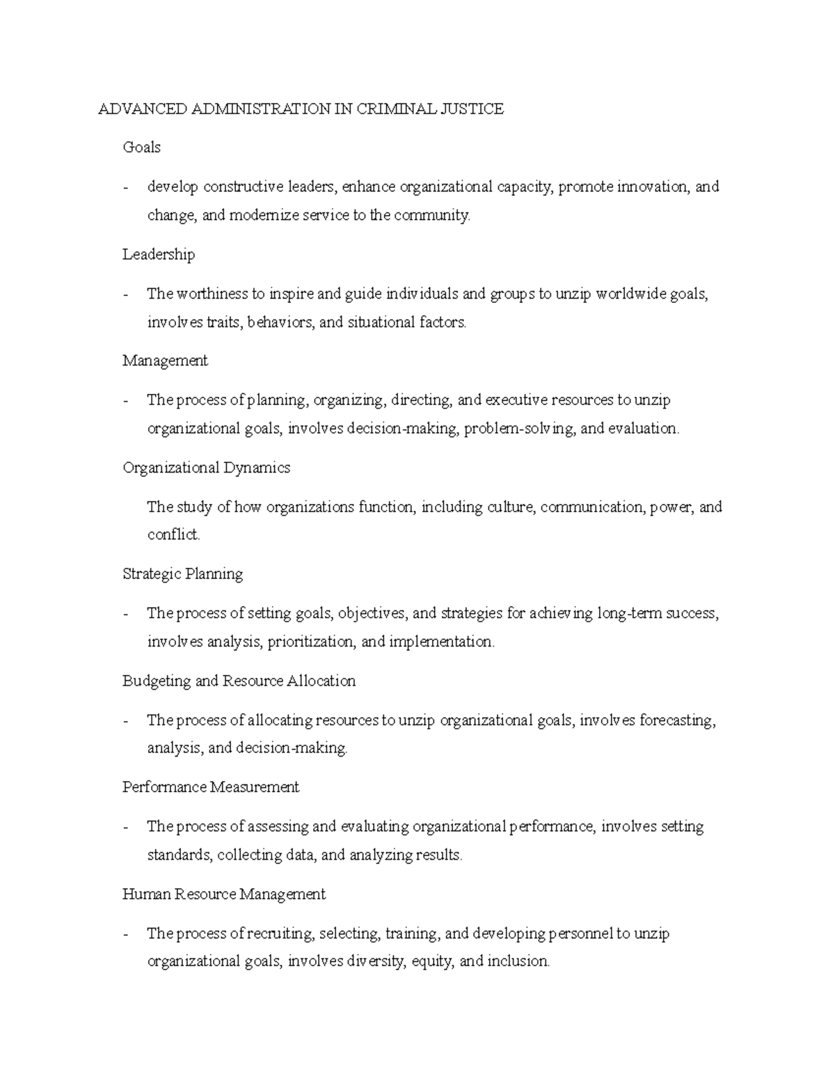 Advanced Administration IN Criminal Justice - ADVANCED ADMINISTRATION ...