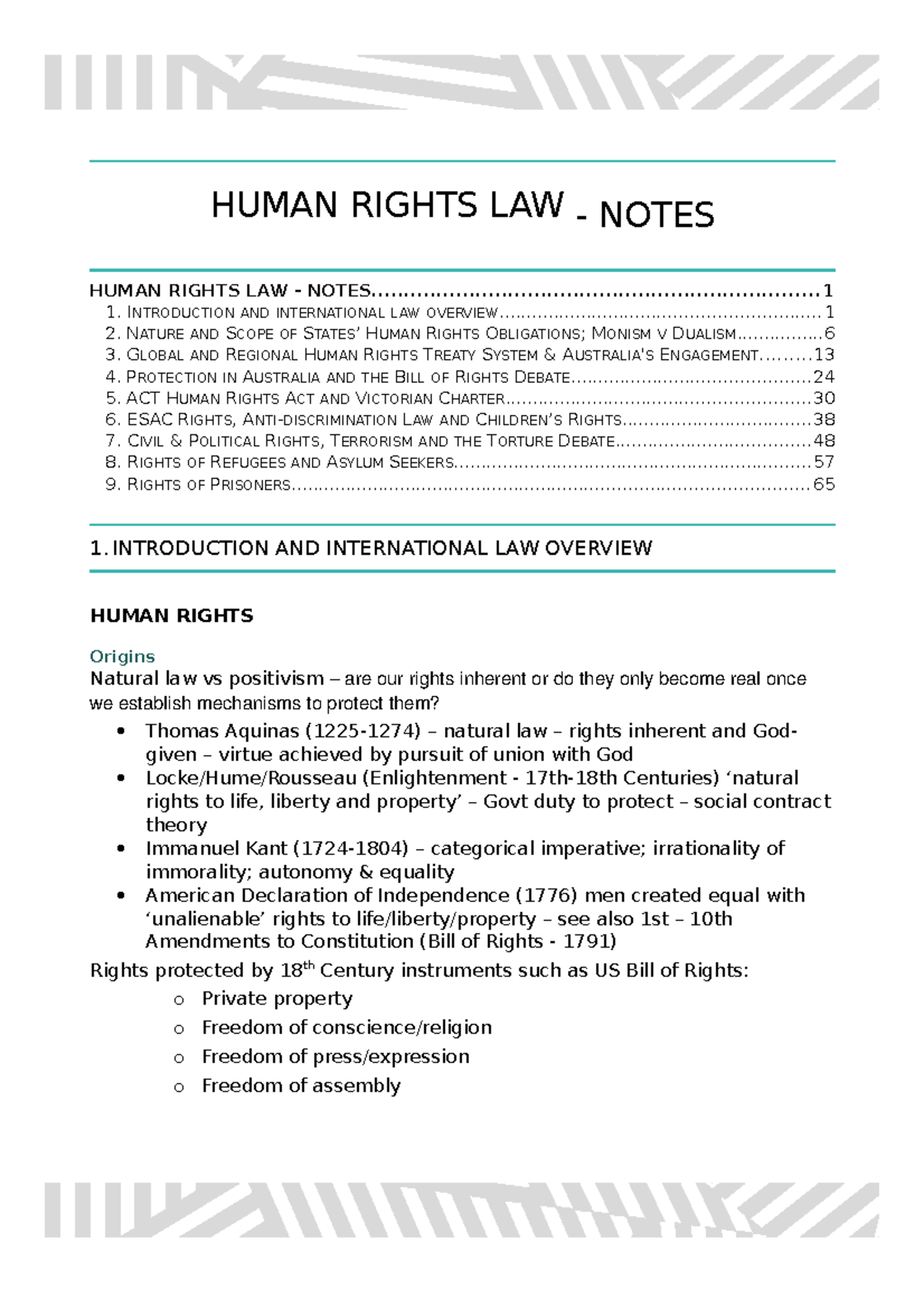 Human Rights LAW Notes - HUMAN RIGHTS LAW - NOTES HUMAN RIGHTS LAW ...
