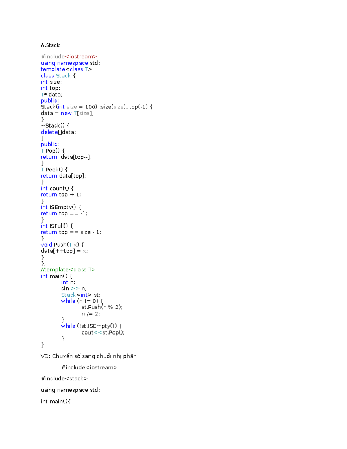 Tai lieu cau truc - Ôn tập - A #include using namespace std; template - Studocu