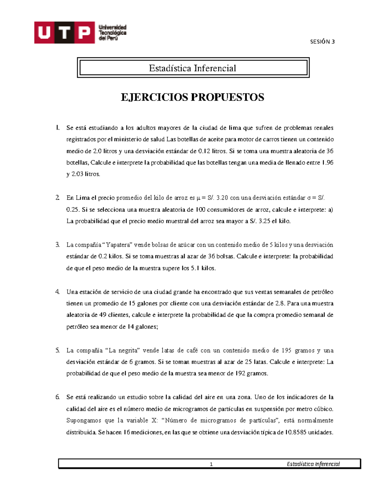 S02.s1 - Resolver ejercicios - 1 EstadÌstica Inferencial SESI”N 3 Estadística Inferencial ...