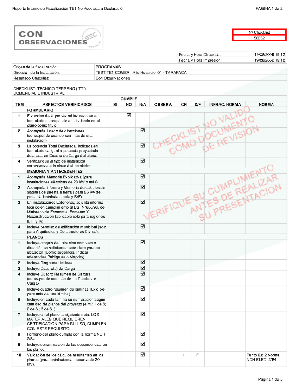 Te1-comercial e industrial lista de verificacion sec - Nº Checklist ...