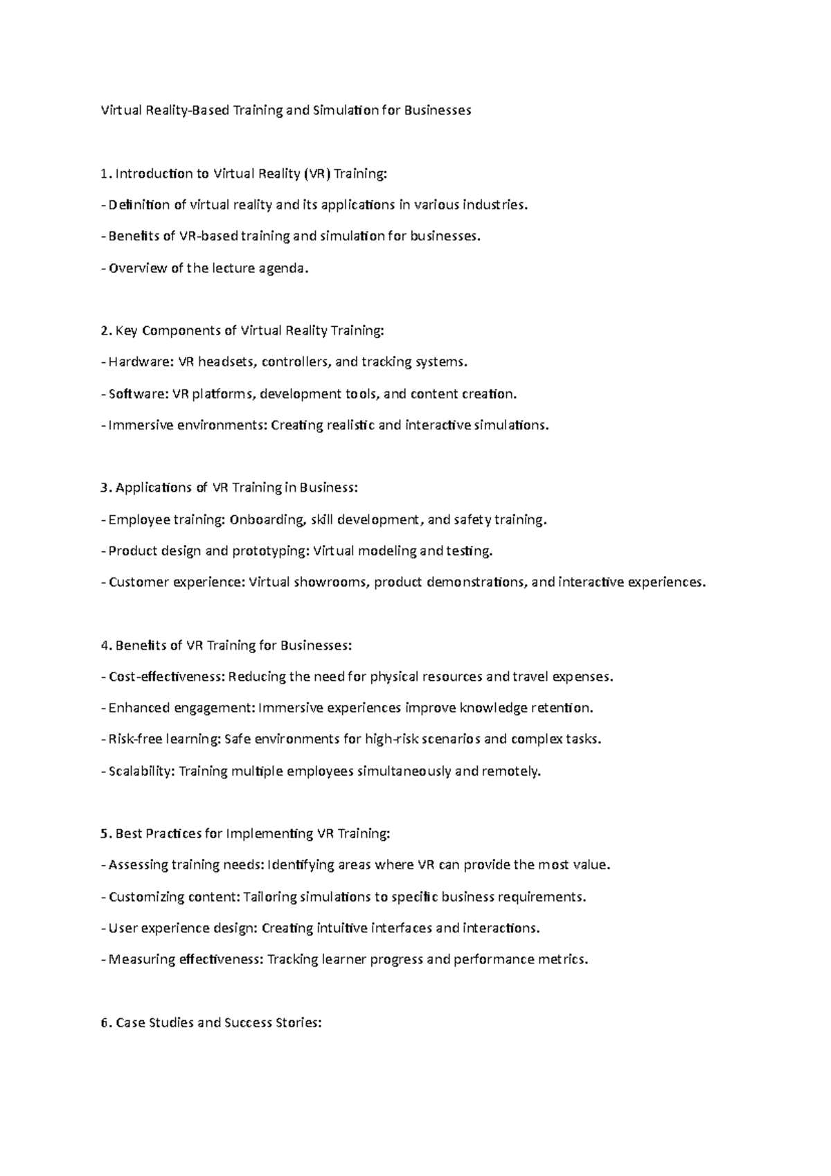 Virtual reality-based training and simulation for businesses - Virtual ...