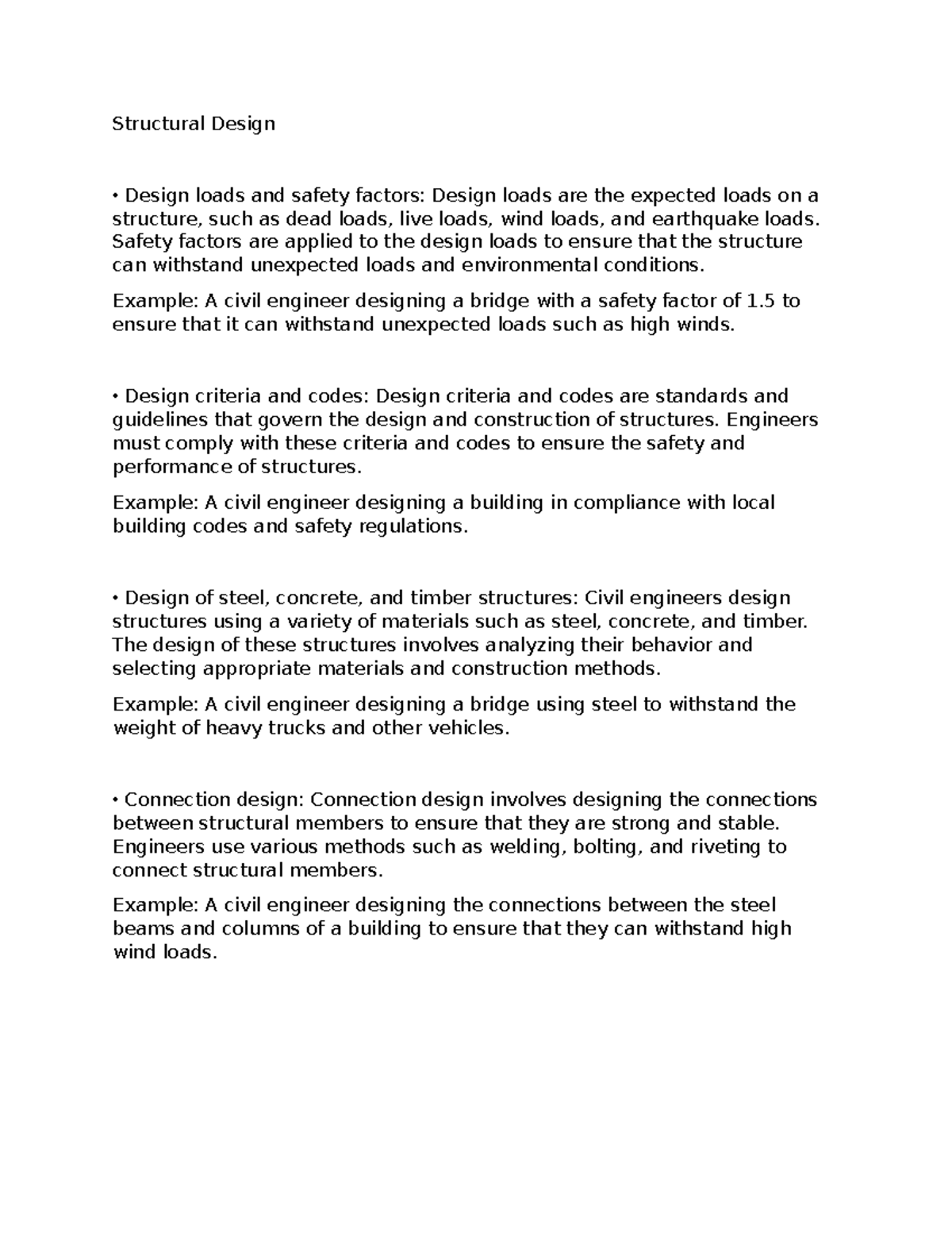 Structural Design - personal notes - Structural Design Design loads and ...