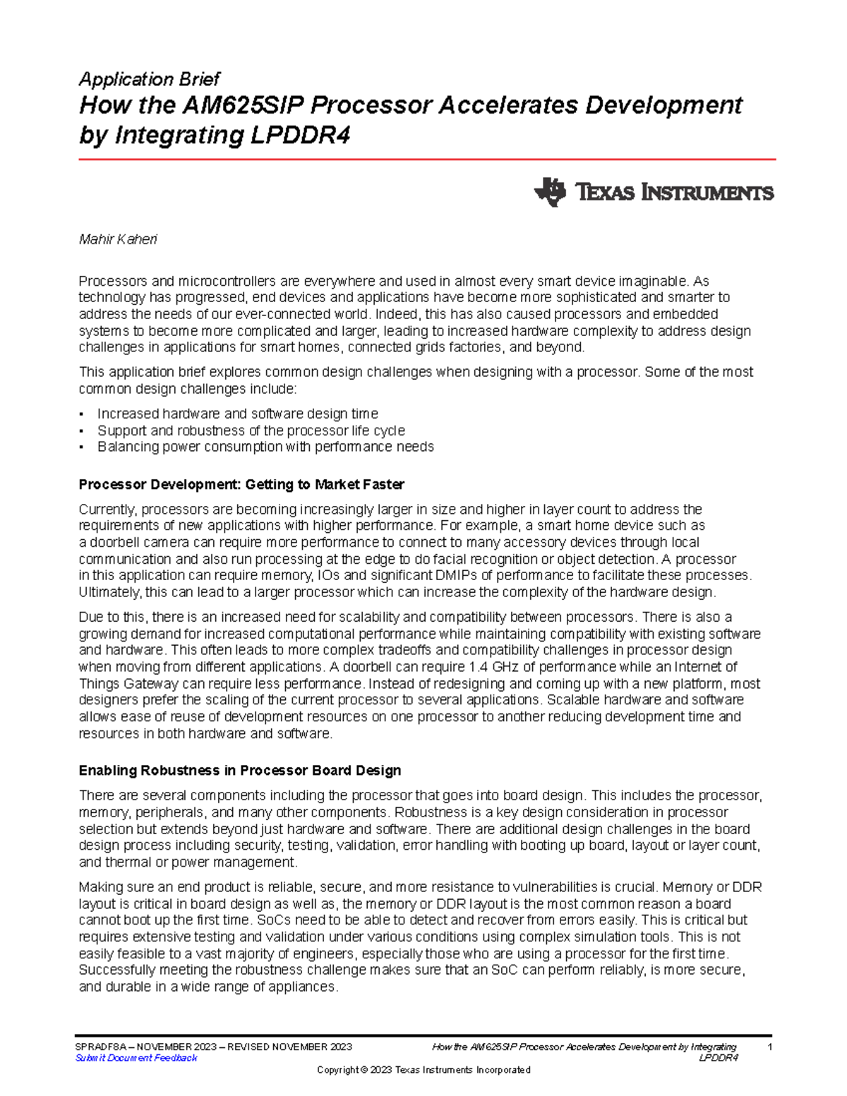 Spradf 8a - Application Brief How the AM625SIP Processor Accelerates ...