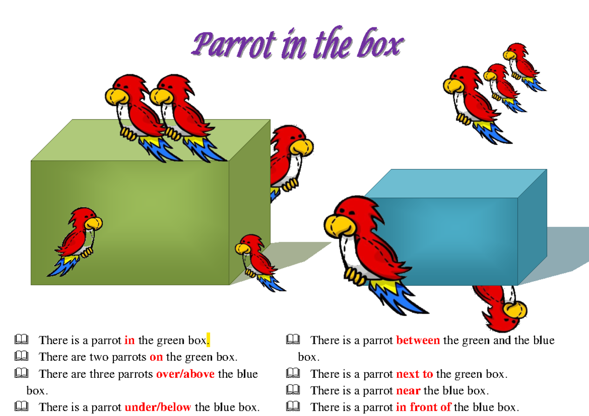 Preposition of Places - Practice in Classroom - There is a parrot in ...