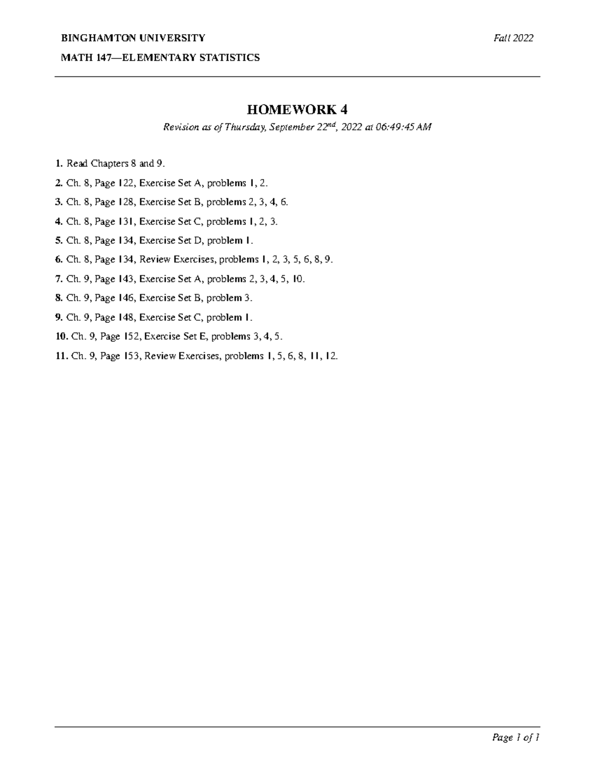 M147 f22 hw4 - Homework - BINGHAMTON UNIVERSITY Fall 2022 MATH 147 ...