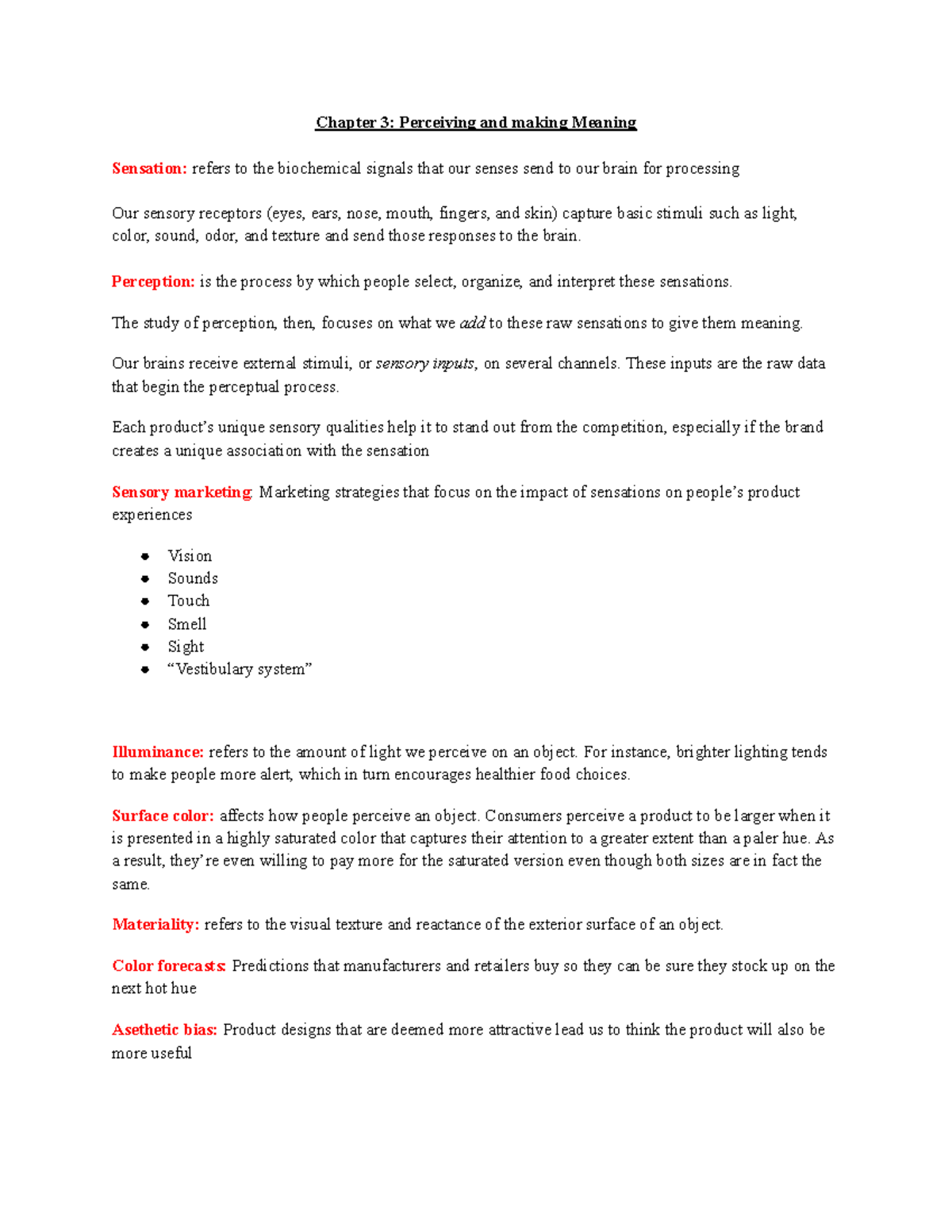 Chapter 3 Perceiving and making Meaning - Chapter 3: Perceiving and making Meaning Sensation ...