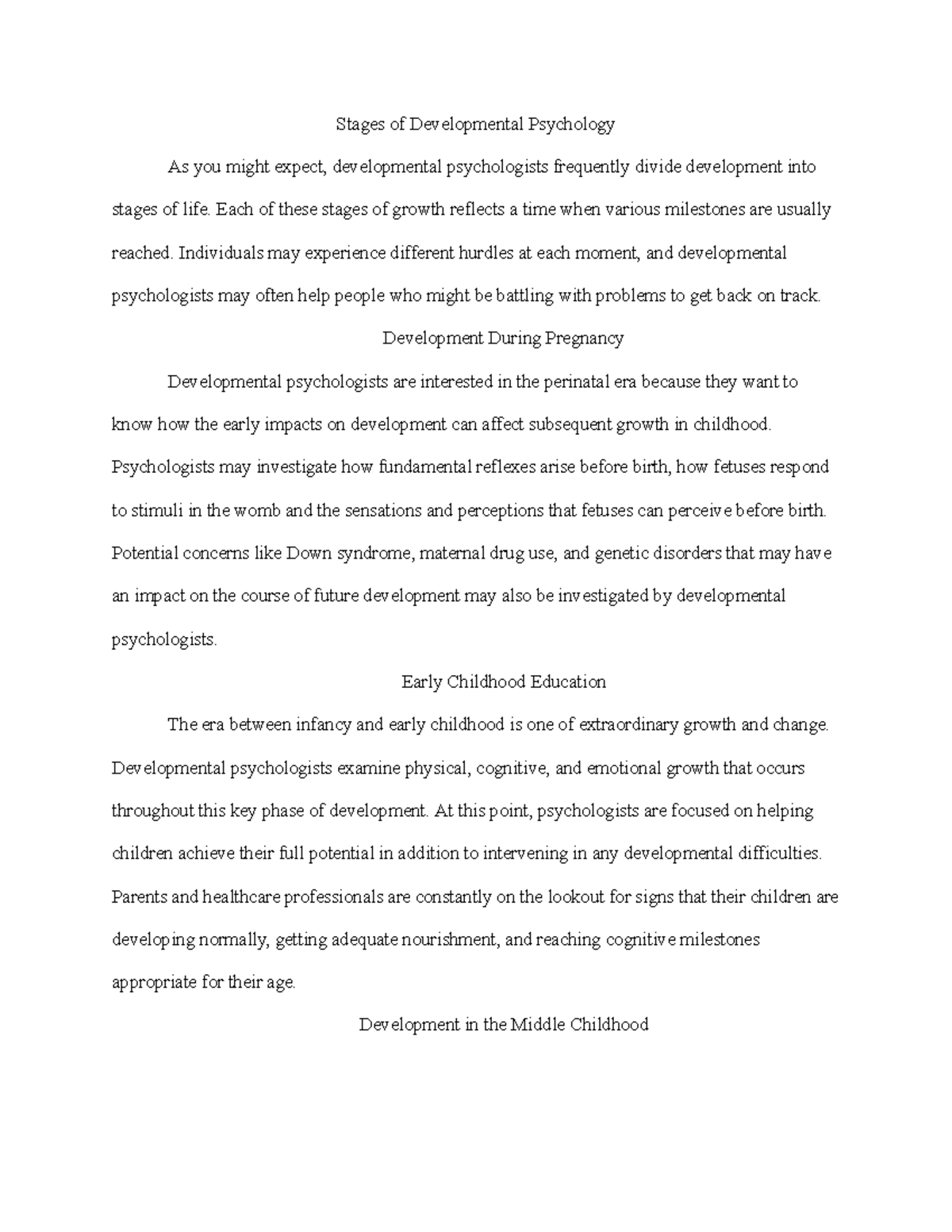 Stages of Developmental Psychology - Each of these stages of growth ...
