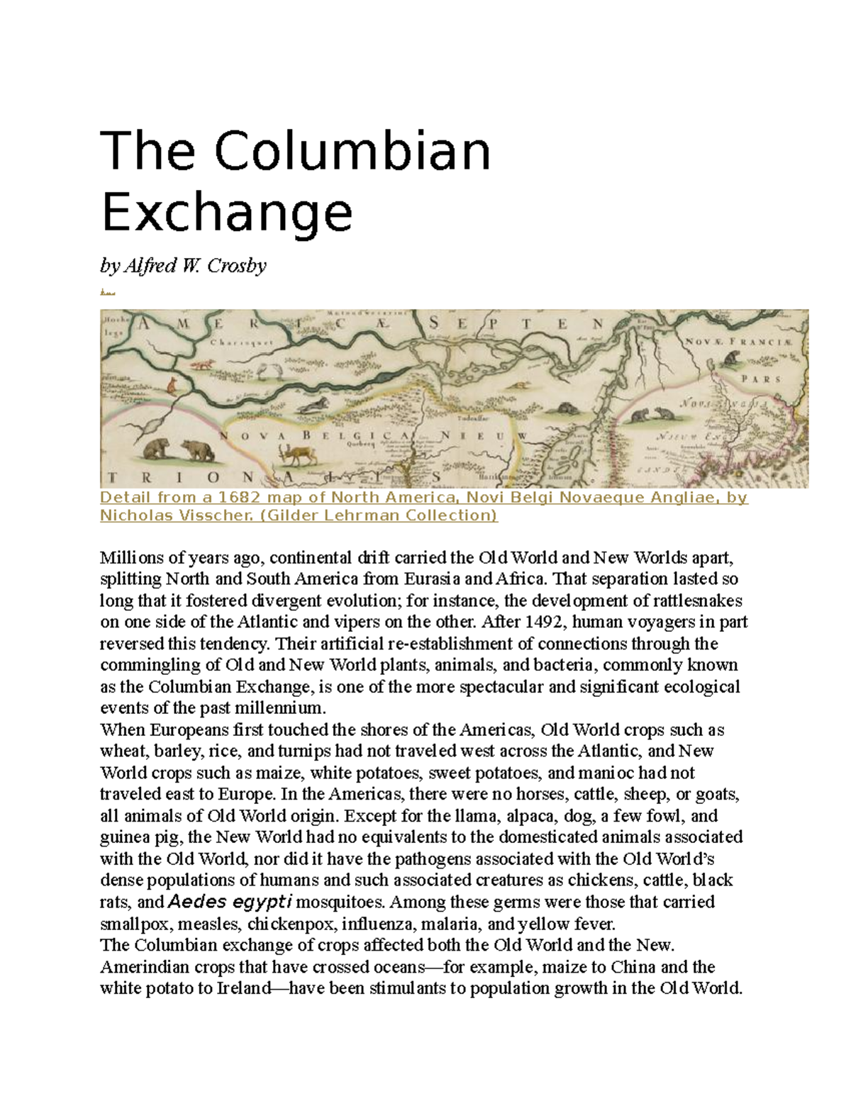 The Columbian Exchange-Article - The Columbian Exchange by Alfred W ...
