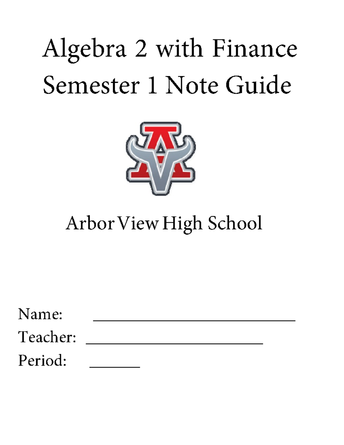 22-23 Algebra 2 w Finance S1 - Algebra 2 with Finance Semester 1 Note ...