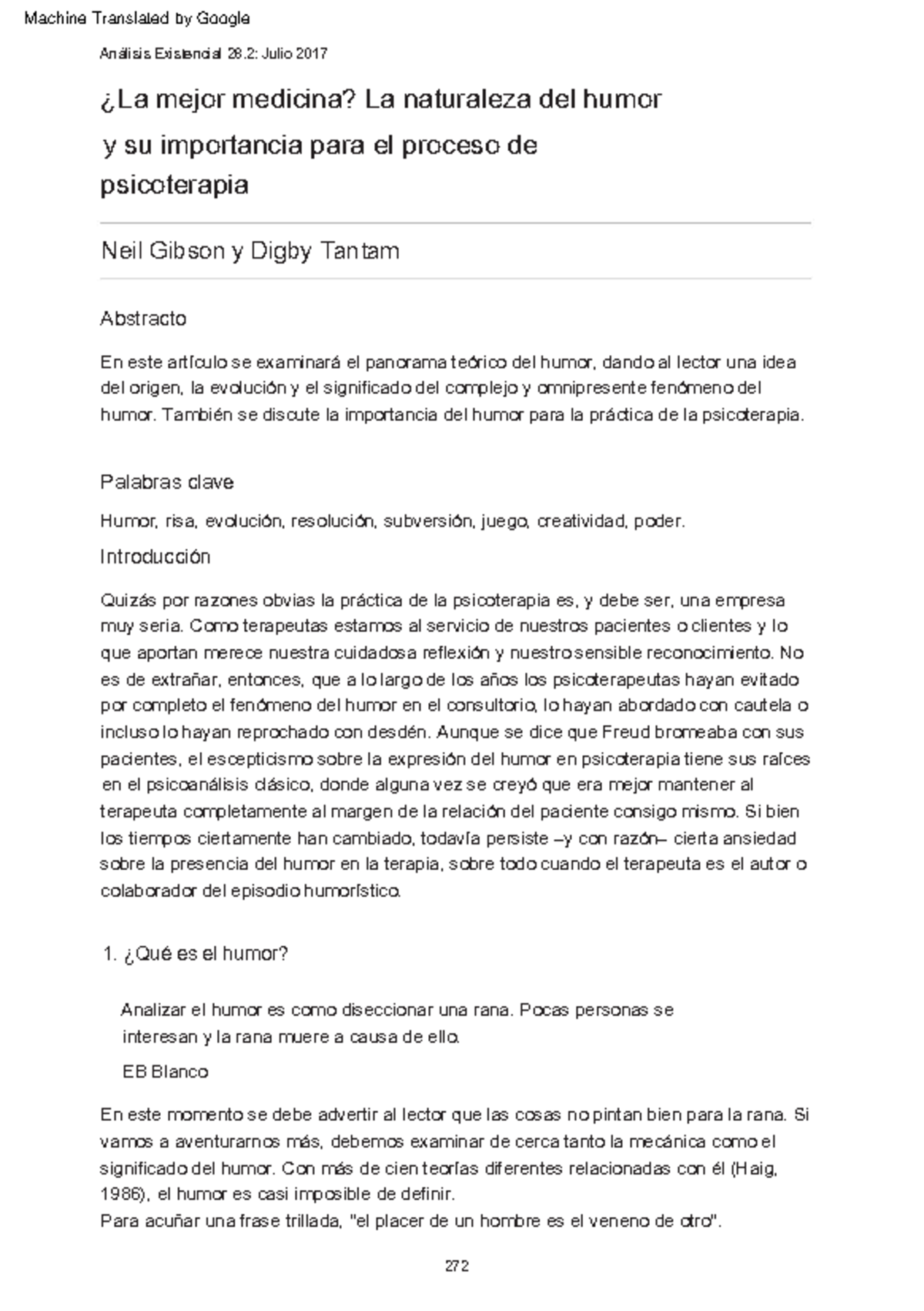 Artículo en inglés introducción a la psicoterapia - Neil Gibson y Digby ...