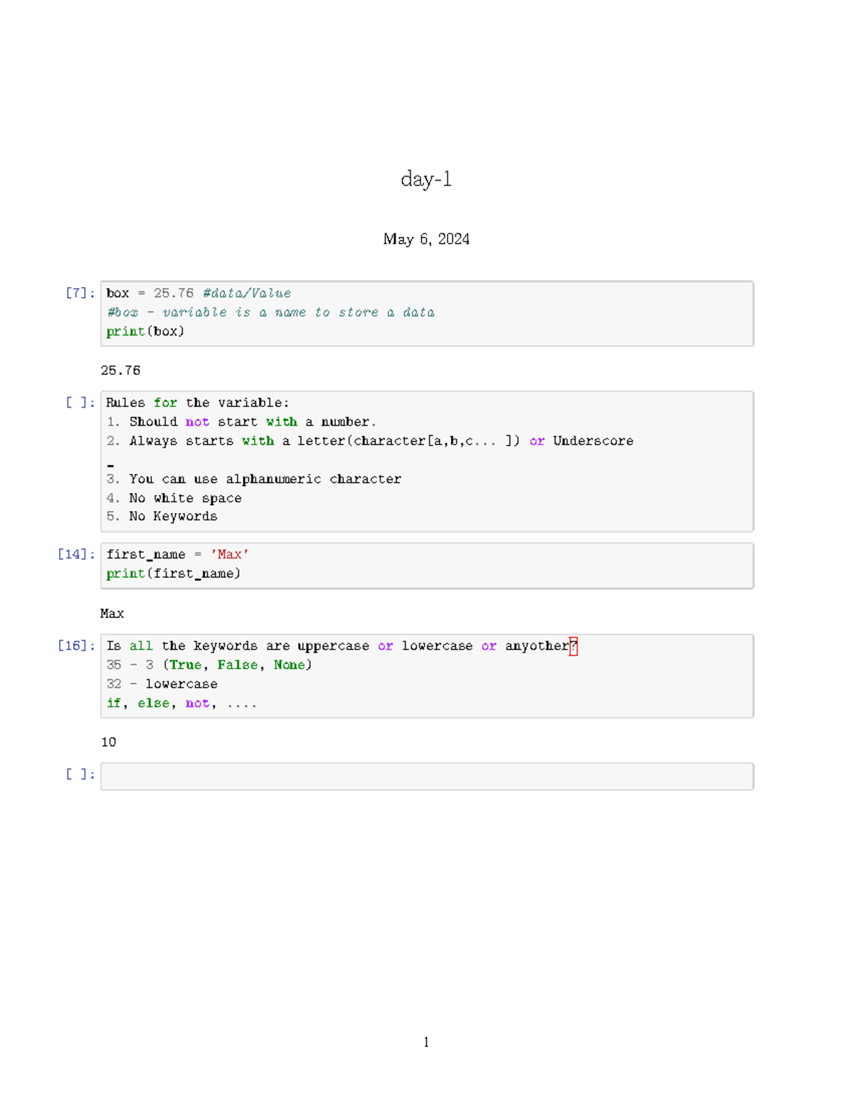 python introducttion class 1 - day- May 6, 2024 [7]: box = 25 #data ...