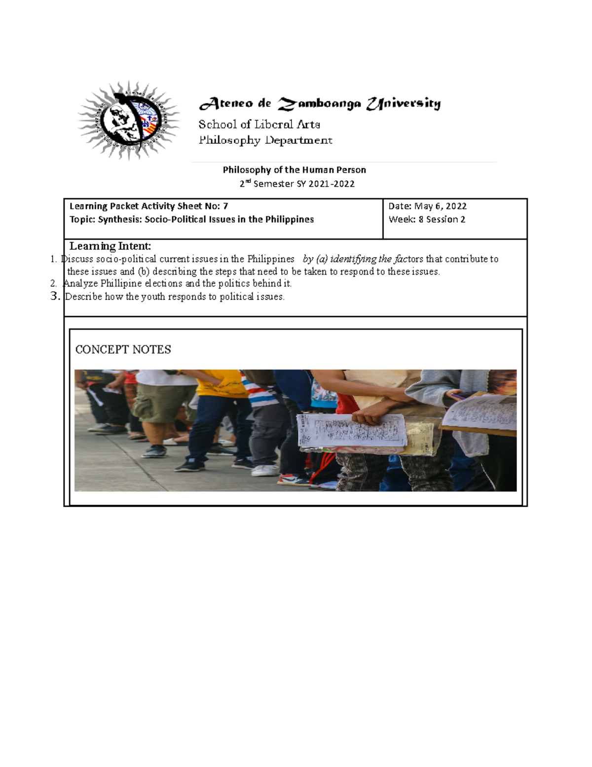 LP 7 Week 8 Socio-Political Issues - Philosophy of the Human Person 2 ...