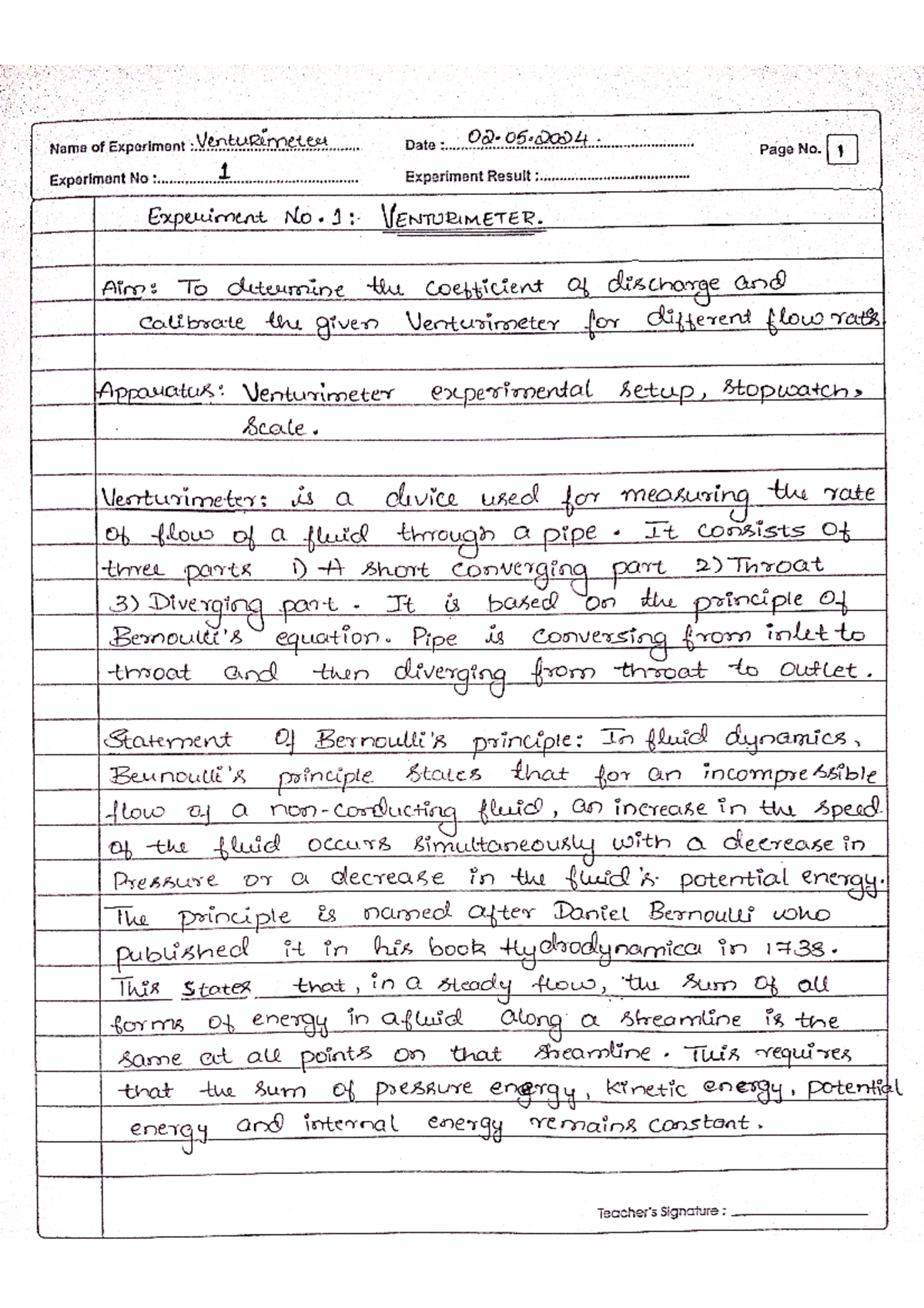 FM-Record - this is the record book for fluid mechanics lab - Name of ...