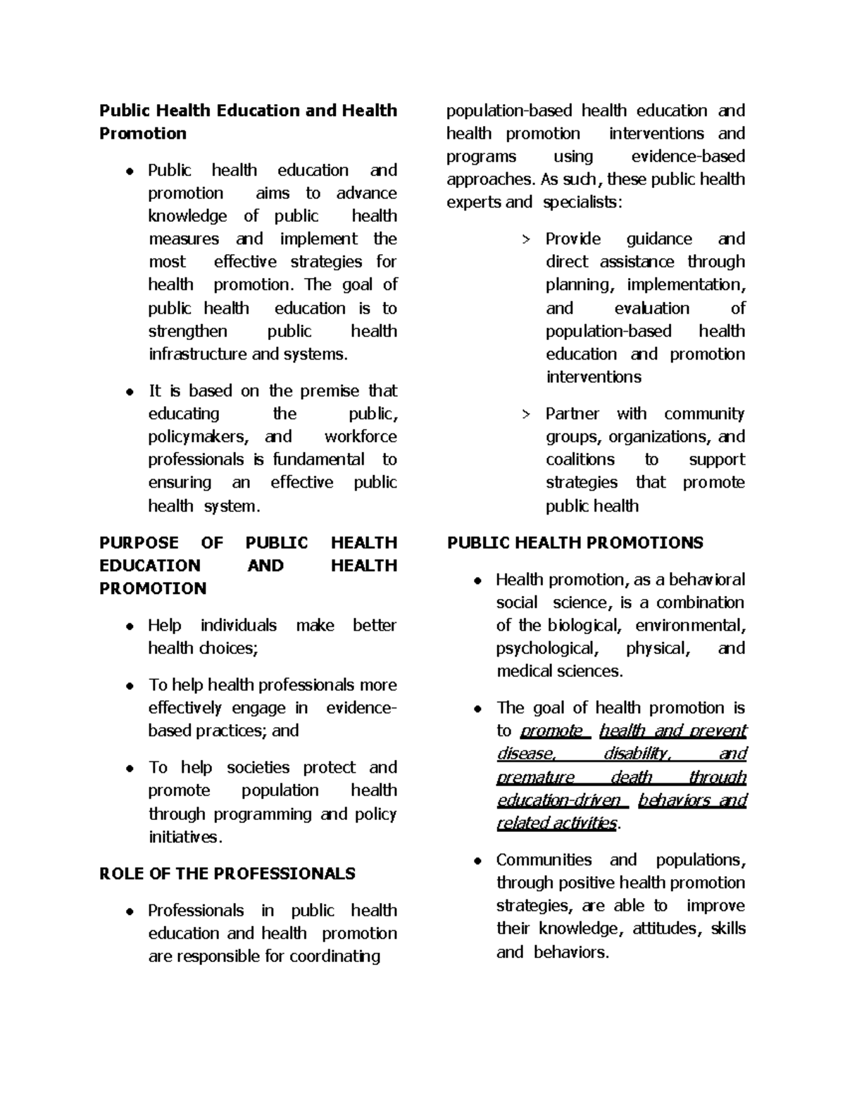 Public Health Education and Health Promotion - Public Health Education ...