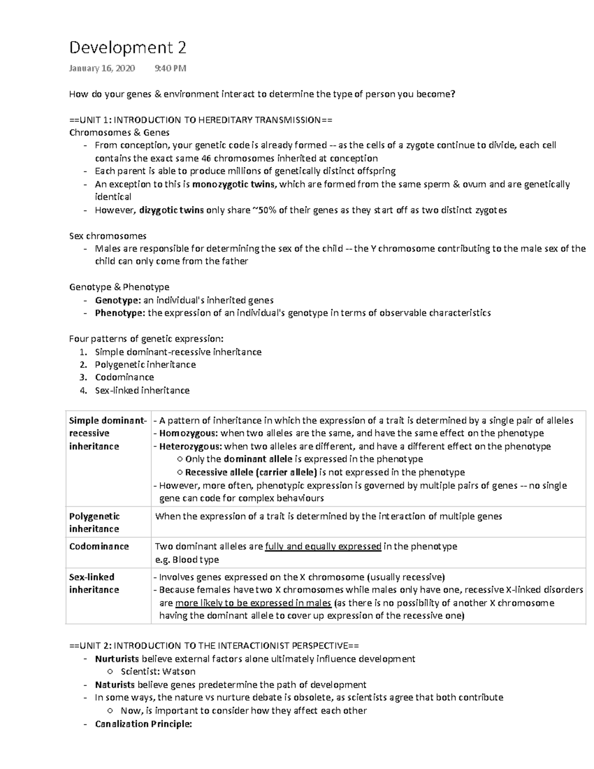 PSYCH 1XX3 Module 1 - Development 2 - - Studocu
