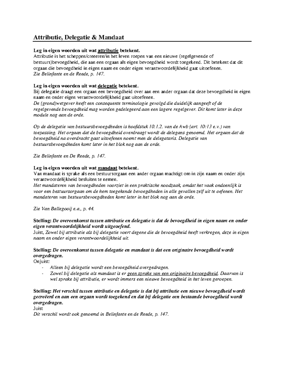 Practicum, vragen en antwoorden - attributie, delegatie en mandaat 1-3 ...