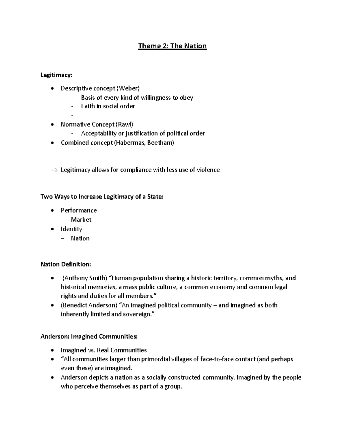 The Nation - Theme 2: The Nation Legitimacy: Descriptive concept (Weber ...