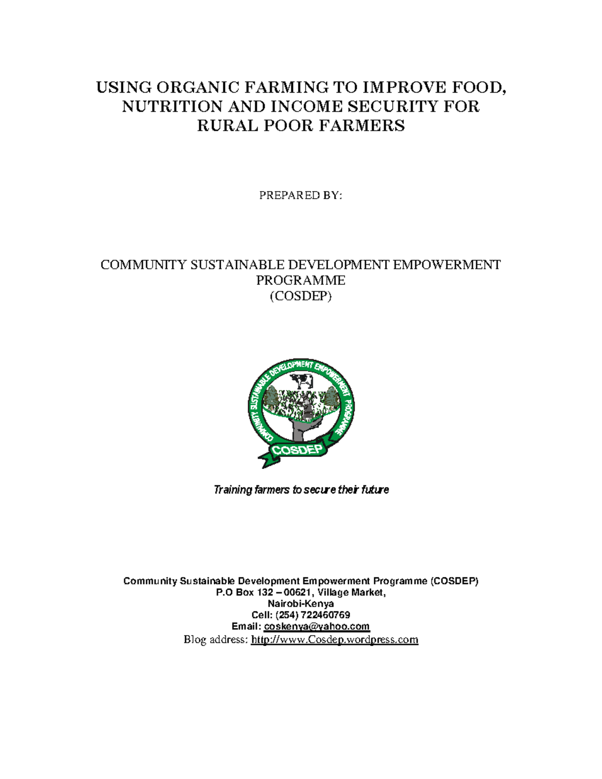 Project Proposal on Organic Farming - USING ORGANIC FARMING TO IMPROVE ...