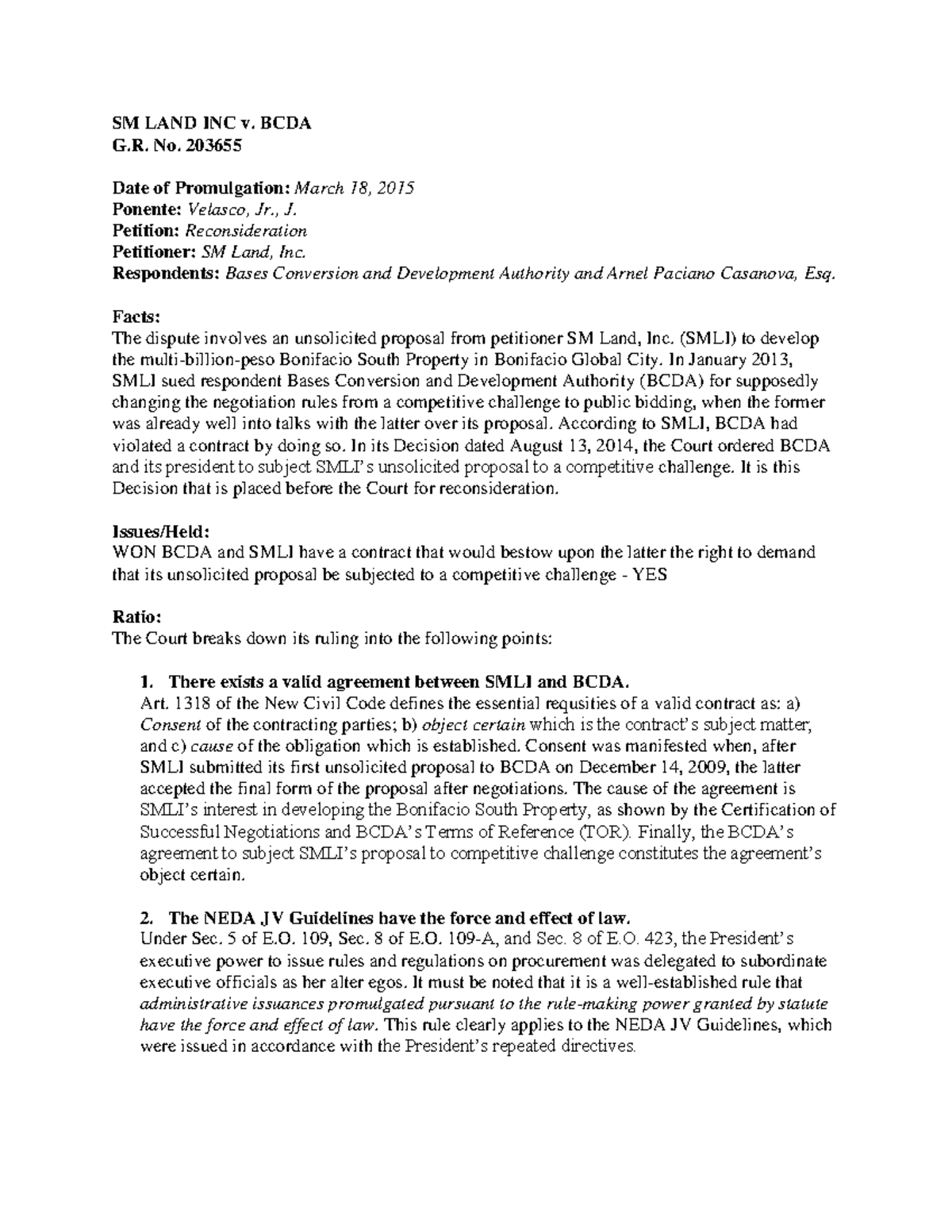 Scribd - qwertyuilkhjghfgdfdxczxvbmnbvxczx - SM LAND INC v. BCDA G. No ...