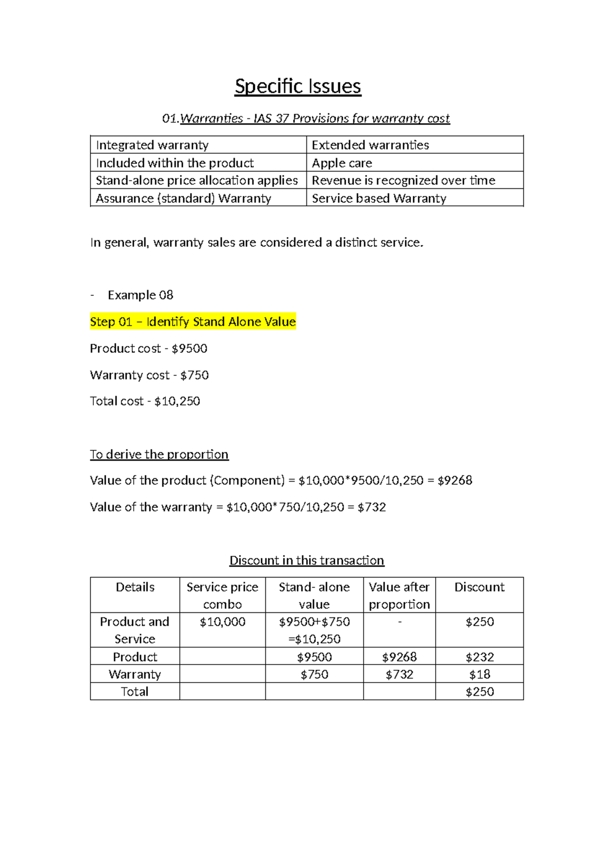 Specific Issues - IFRS 15 - Specific Issues 01 - IAS 37 Provisions for ...