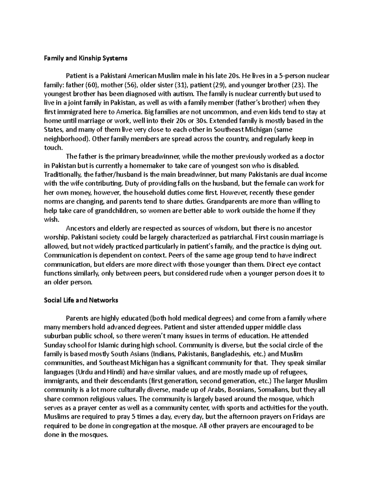 NURS 110 Family Assessment - Family and Kinship Systems Patient is a ...