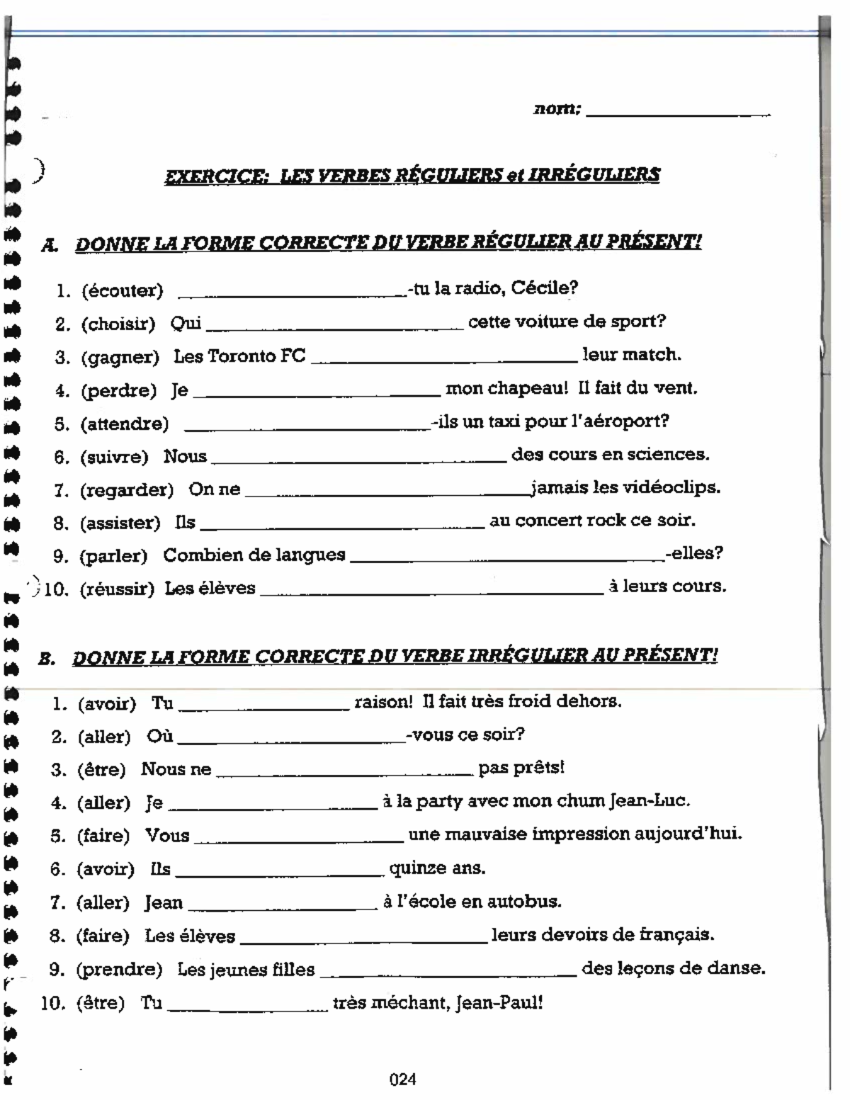 #2 test verbes reguliers present ) - Studocu