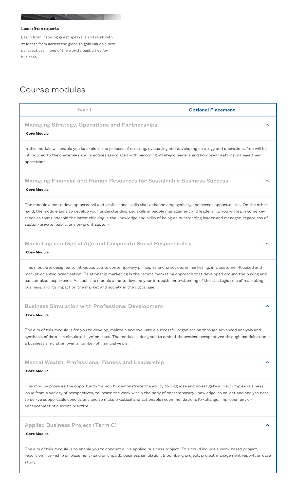 Subject on PM-2 - Course modules Year 1 Optional Placement Managing ...