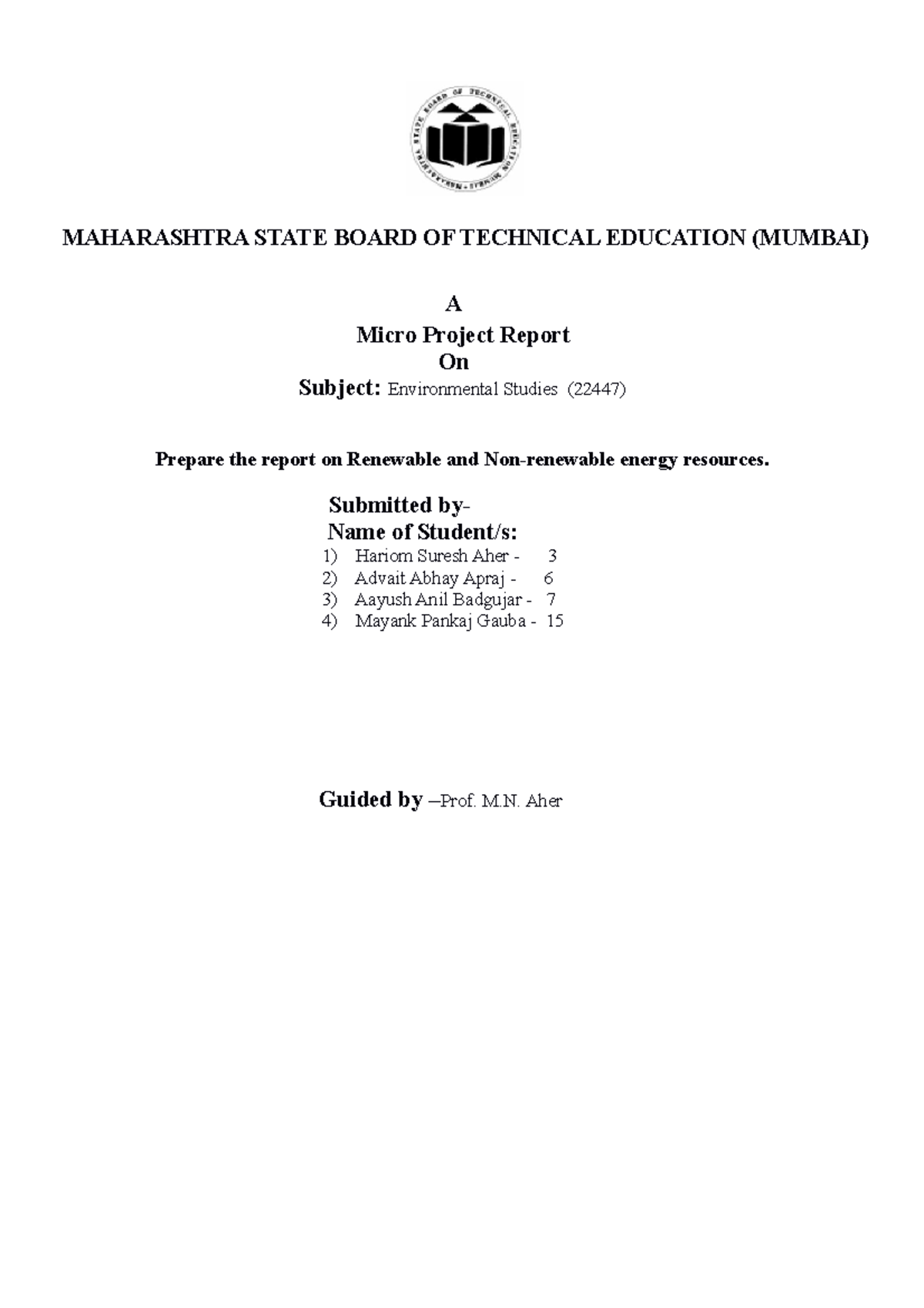 EST (22447) practice material for student - MAHARASHTRA STATE BOARD OF ...
