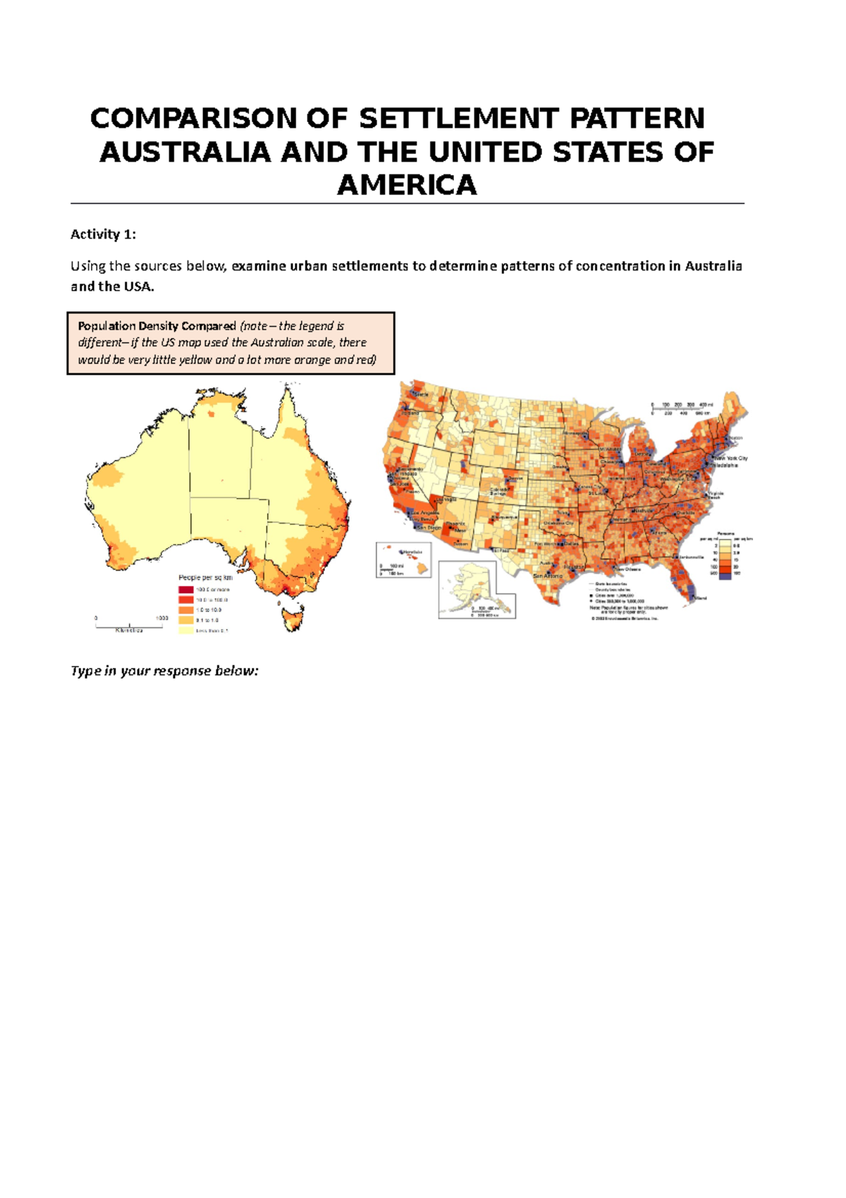 Comparison of Settlement Patterns: Australia vs USA - Studocu